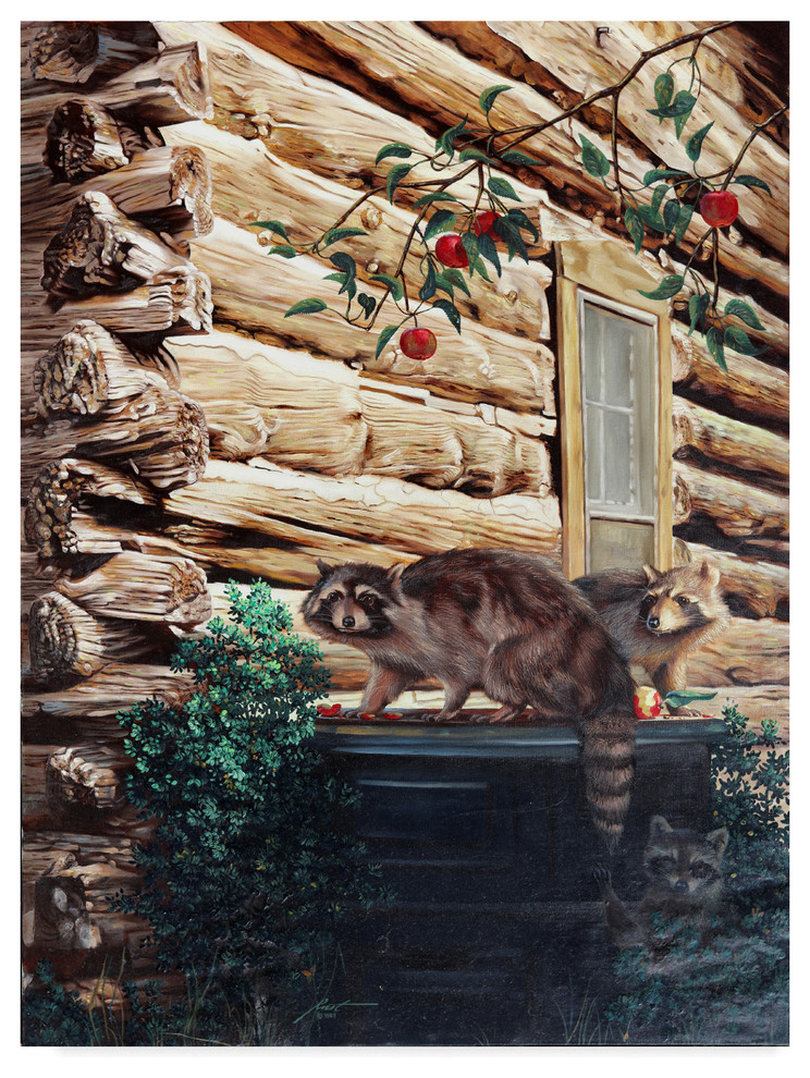 "Raccoons" by D. Rusty Rust, Canvas Art, 24"x18" - Rustic - Prints And ...