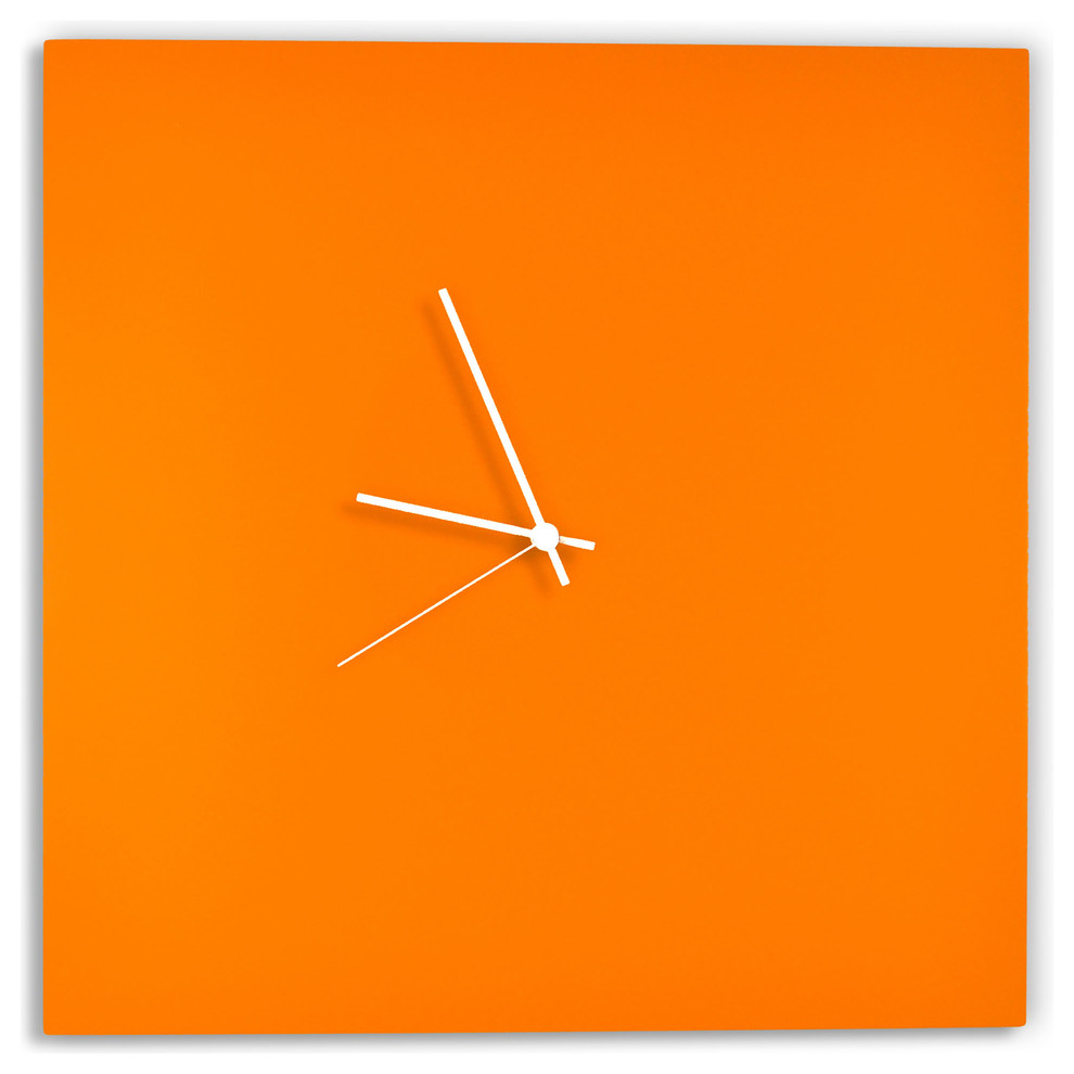 Orangeout Square Clock, Minimalist Orange Metal Wall Clocks ...