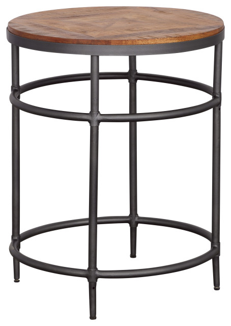 Nalani Industrial Solid Wood and Iron End Table - Industrial - Side ...