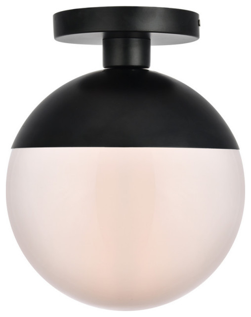 Elegant Eclipse 1-Light Black Flush Mount - Midcentury - Flush-mount ...