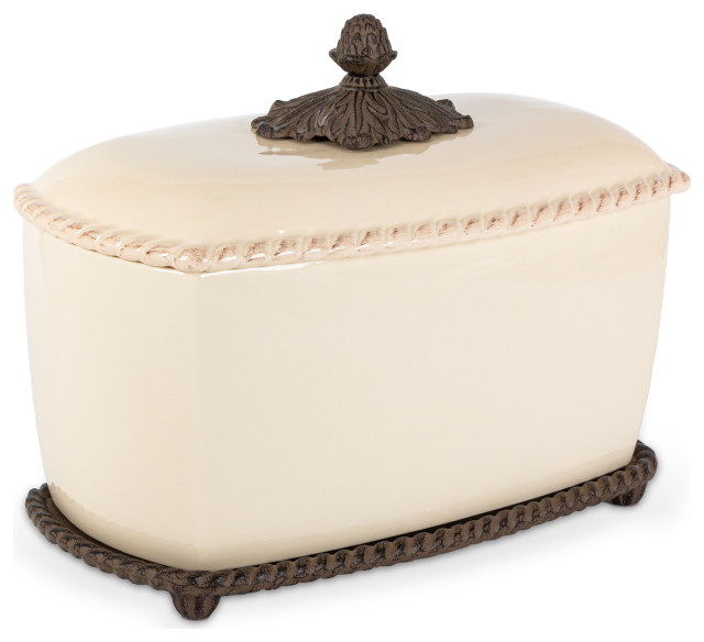 Cream Stoneware Acanthus Bread Box - French Country - Decorative Bowls ...