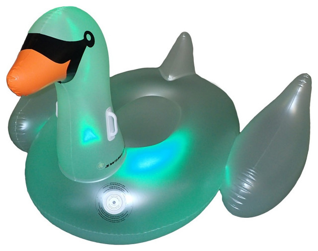 75" Inflatable Giant LED Lighted Color Changing Swimming Pool Swan ...