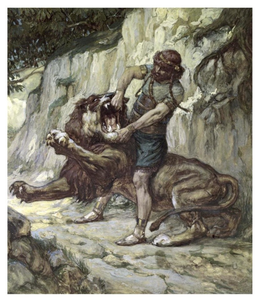 "Samson Kills a Young Lion" Digital Paper Print by James Tissot, 16"x18 ...
