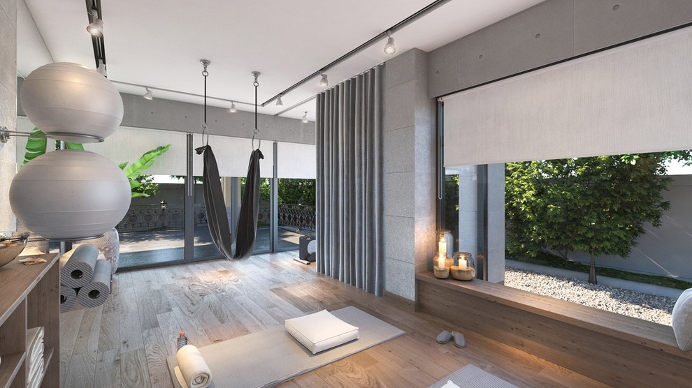 Main area overlooking the balcony - Contemporary - Home Gym - Other ...