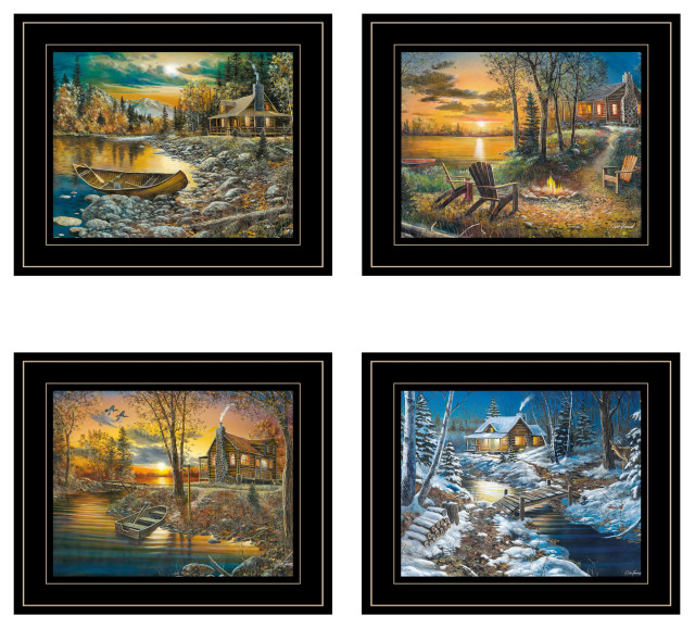 "Lodge - Four Seasons Collection" By Jim Hansen, Framed Print, Black ...