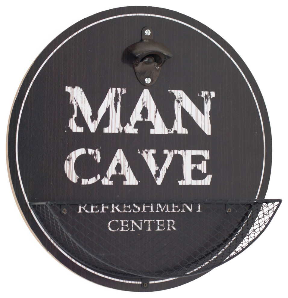 Vintage Man Cave 'Refreshment Center' Bottle Opener & Cap Catcher, 14 ...