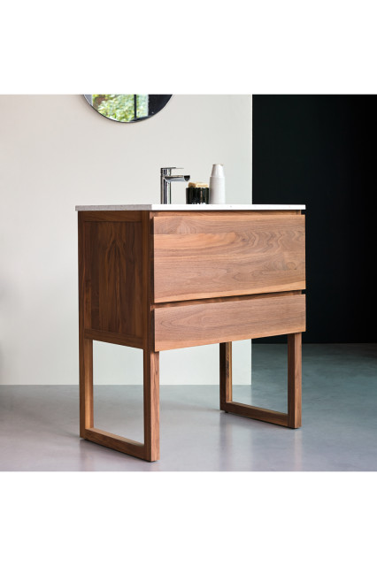 Walnut Single Sink Vanity Unit | Tikamoon Edgar - Transitional ...