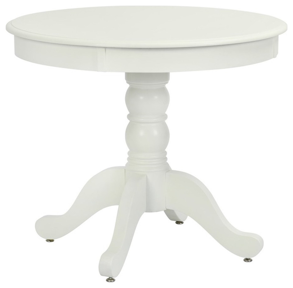 Homycasa 35.8" White Round Pedestal Dining Table with Solid Wood Legs ...