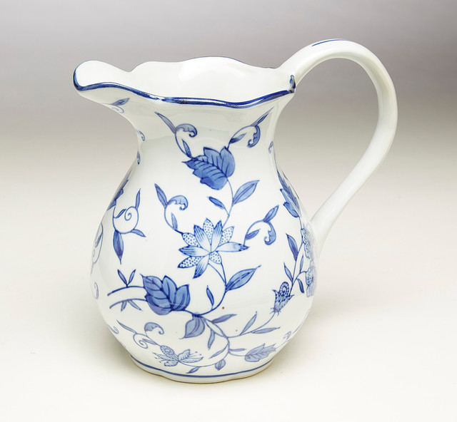 8.5" Blue & White Pitcher - Traditional - Pitchers - by Orchard Creek ...
