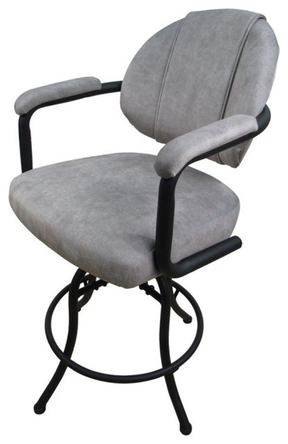 Pemberly Row 26" Vinyl Swivel Tilt Counter Stool in Trendy Pewter and ...