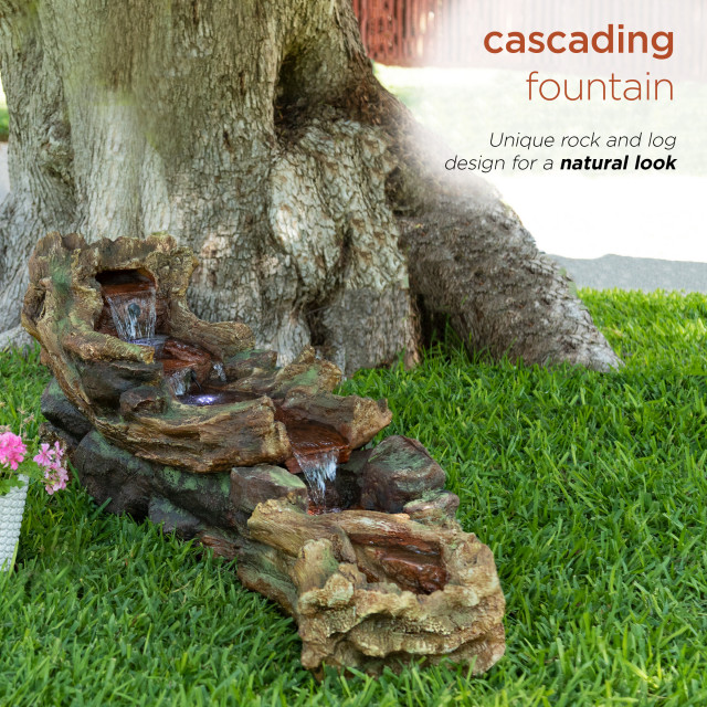 Rainforest River Rapids Fountain With LED Lights - Rustic - Outdoor ...