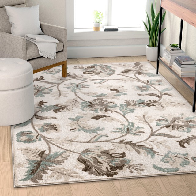 Well Woven Orchid Cream Elsa Farmhouse Floral Area Rug, 5'3" X 7'3 ...