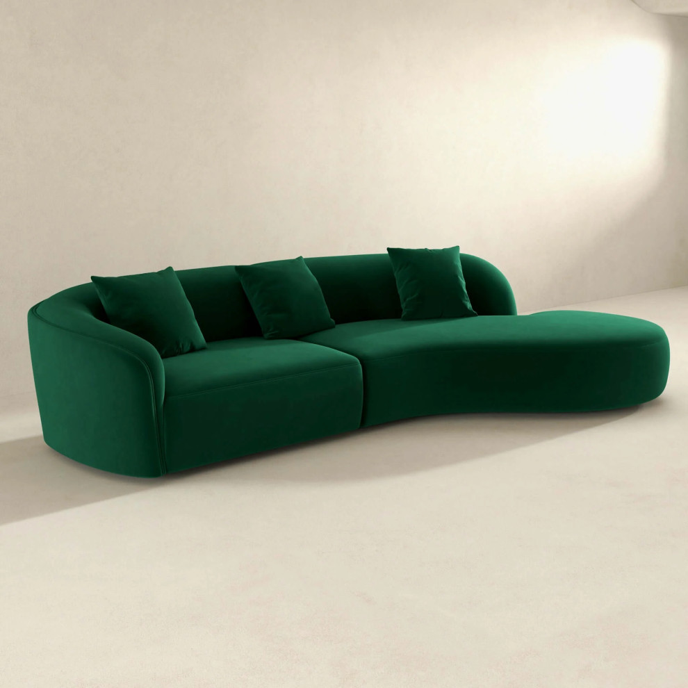 Elijah Japandi Style Curvy Sectional Sofa - Green - Contemporary ...