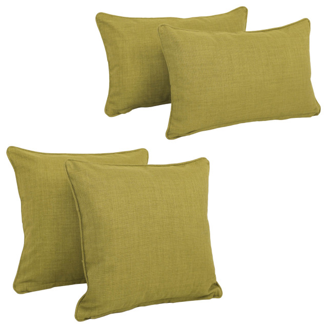 Double-Corded Solid Outdoor Throw Pillows With Inserts, Set of 4 ...