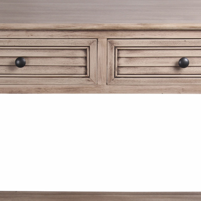 Transitional Wooden Console Table with 2 Louvered Front Drawers, Brown ...