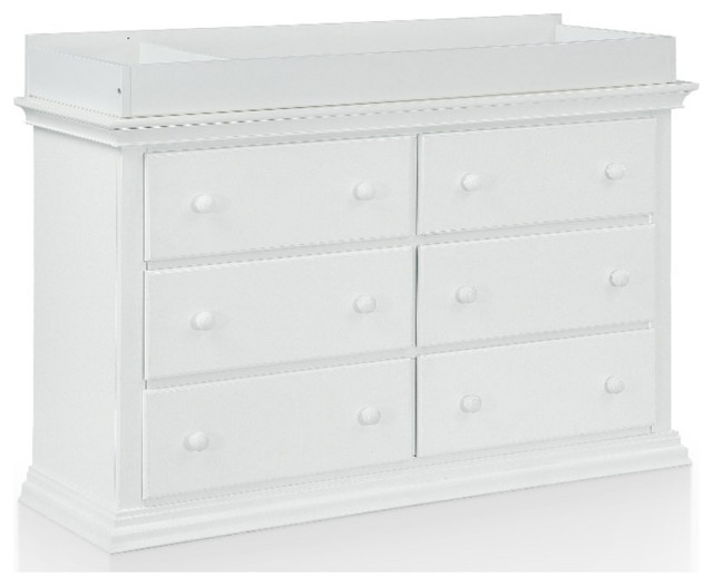 Suite Bebe Celeste 6-Drawer Modern Wood Double Dresser in White Finish ...