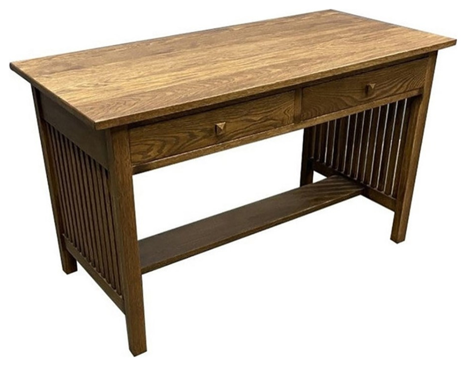 Crafters and Weavers Arts and Crafts 50" Wood Writing Desk in Walnut ...