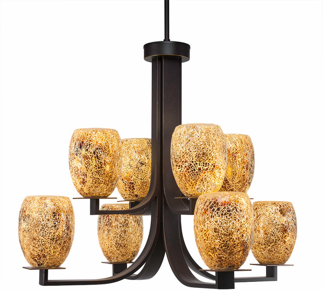 Apollo 8-Light Chandelier, Dark Granite/Gold Fusion - Contemporary ...