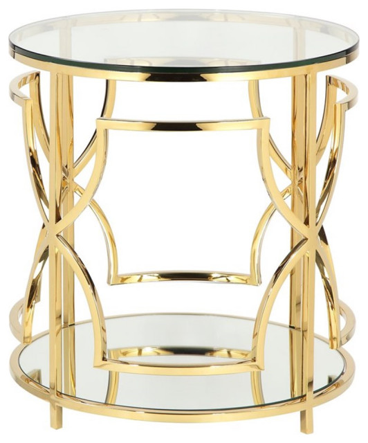 American Home Classic Edward Round Metal-Glass Side Table in High ...