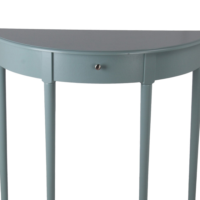 1 Drawer Half Moon Console Table with Round Legs, Sage Blue ...