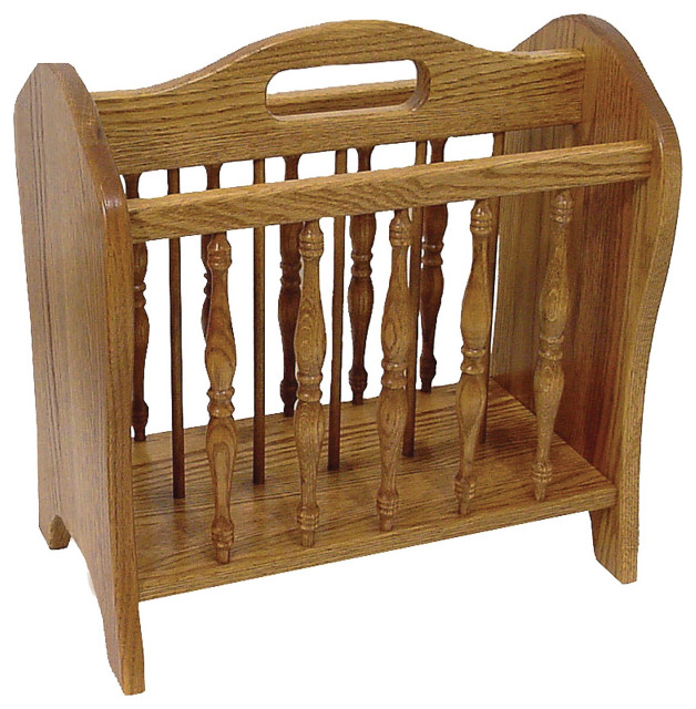 Amish Made Oak Magazine Rack with Handle - Traditional - Magazine Racks ...