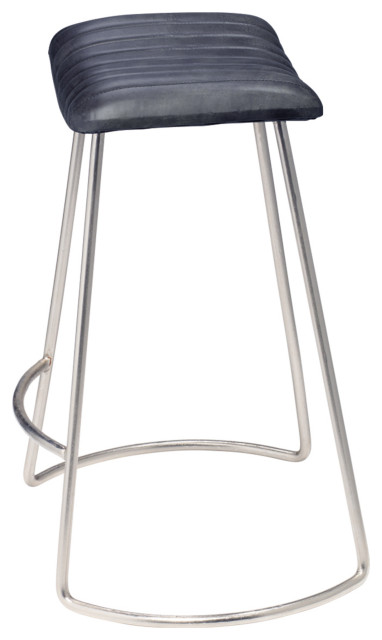 Luke Gray Buffalo Leather Metal Counter Stool Without Back ...