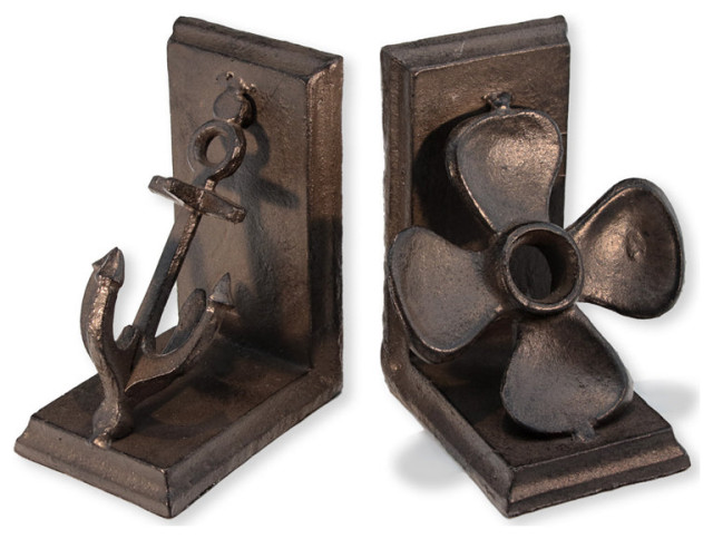 Ship Boat Anchor Propeller Bookends Metal Cast Iron Pair - Rustic ...