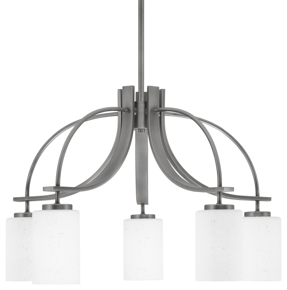 Cavella 5 Light, Downlight Chandelier, Graphite Finish, 4" White Muslin ...