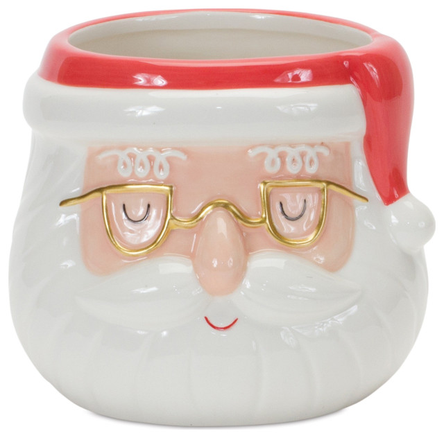 Ceramic Santa Planter, 2-Piece Set - Contemporary - Indoor Pots And ...