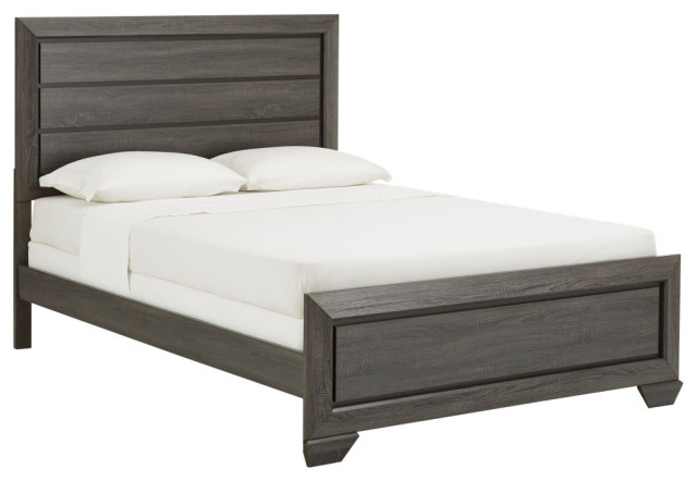 Eyler Transitional Gray Wood Panel Bed, Queen - Transitional - Panel ...