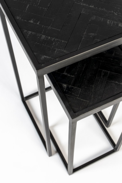 Wooden Chevron Side Tables (2) | DF Parker - Industrial - Coffee Table ...