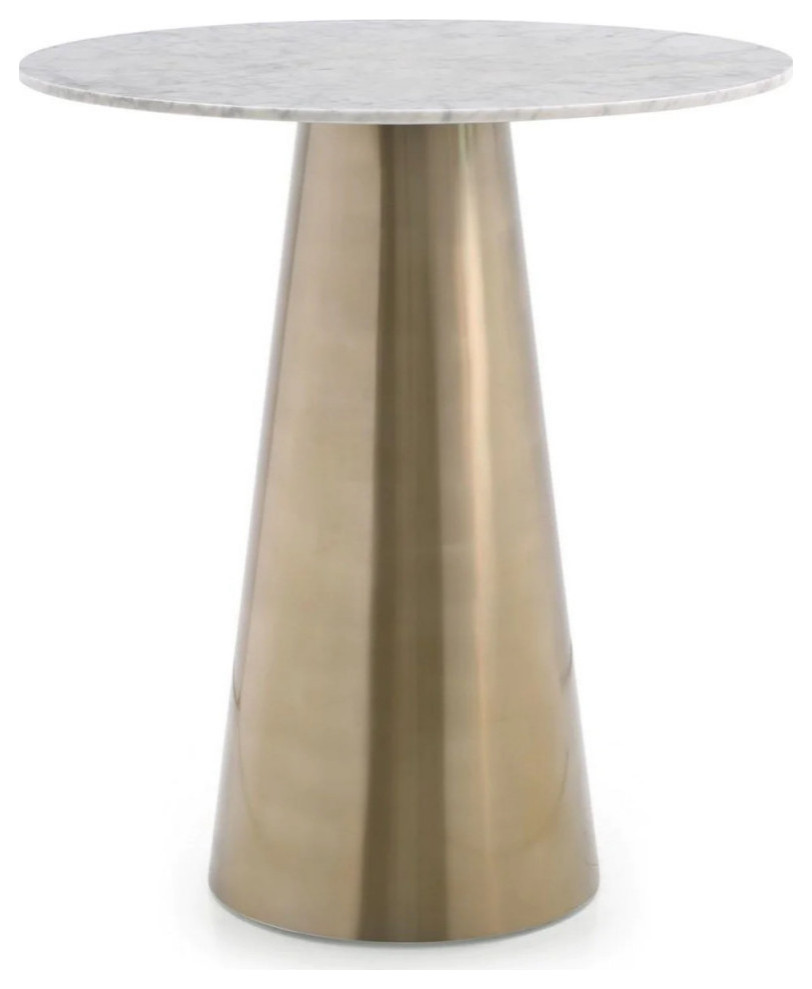 Jillian Modern White Marble and Brass Bar Table - Contemporary - Indoor ...
