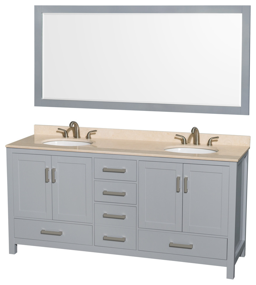 Sheffield 72"-80" Double Vanity, 70", 72 inch Double - Transitional ...