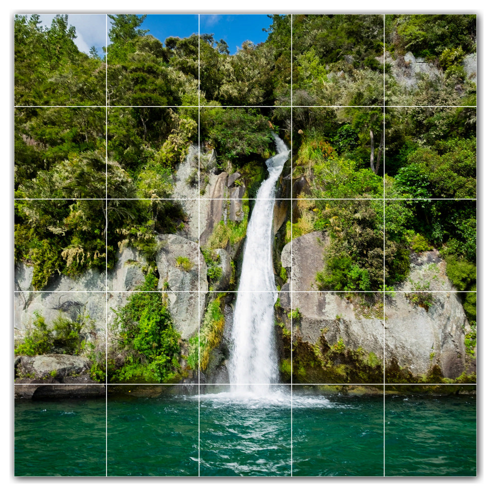Waterfalls Ceramic Tile Wall Mural HZ501095, 30" Wide x 30" High ...