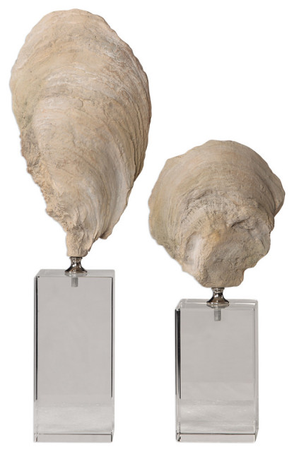 Uttermost Oyster Shell Sculptures, 2-Piece Set - Beach Style ...