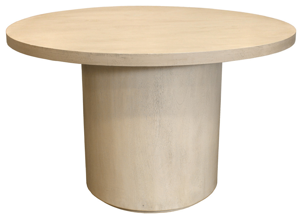 Flagstaff 48" Round Solid Wood Dining Table, Stone Natural Finish ...