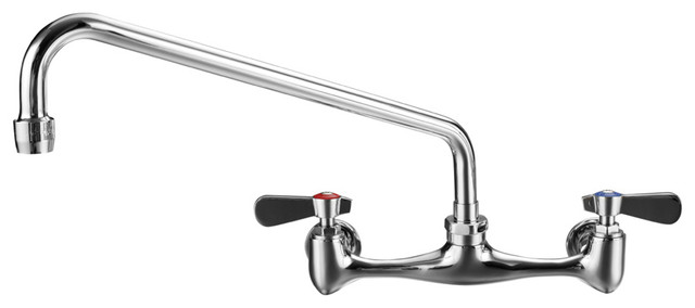 Wall Mount Laundry Faucet With Extended Swivel Spout And Lever Handles ...