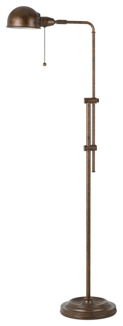 58" Rusted Adjustable Traditional Shaped Floor Lamp With Rust Dome ...