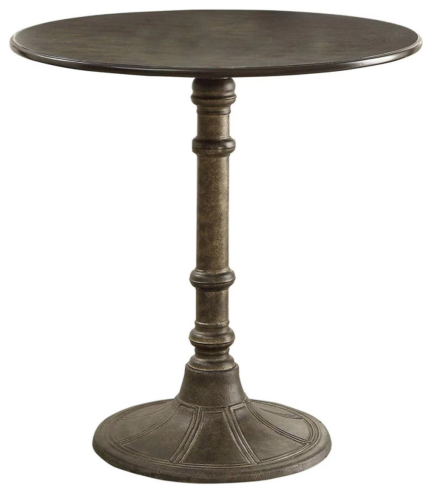 Transitional Bistro Dining Table, Grooved Accented Pedestal Base ...