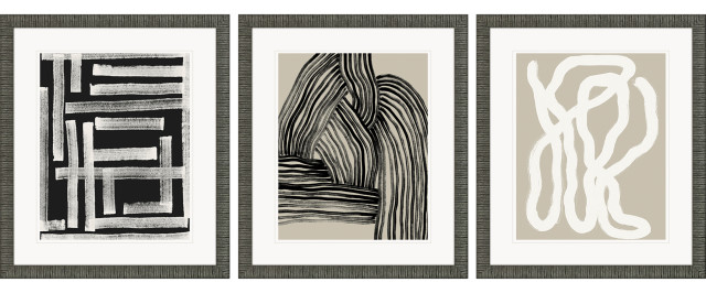 Naive Lines III Artwork, 3-Piece Set - Contemporary - Prints And ...
