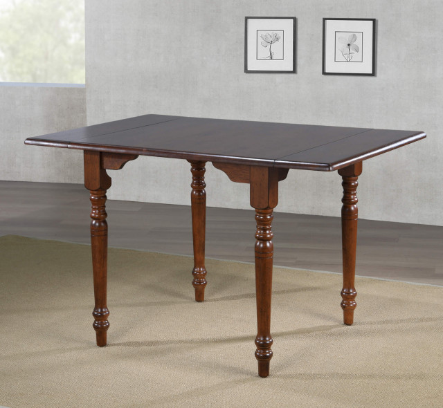 48" Rectangular Extendable Drop Leaf Dining Table Chestnut Brown Seats ...