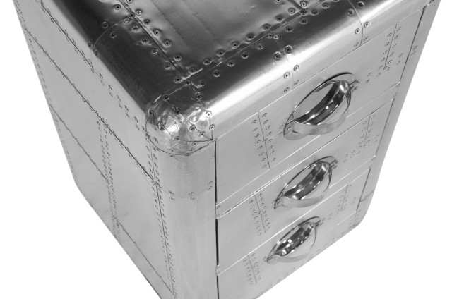 Aviator Aluminum 3 Drawer Side Table - Industrial - Side Tables And End ...