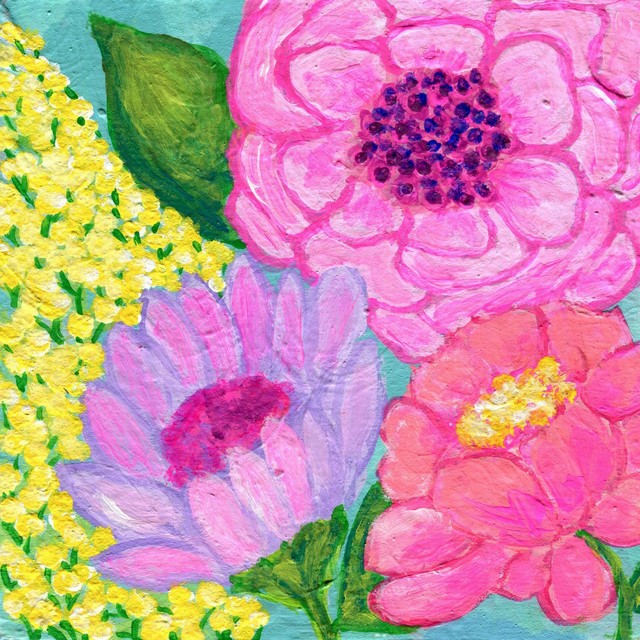 "Four Spring Flowers" Painting Print on Wrapped Canvas, 32"x32", 32"x32 ...