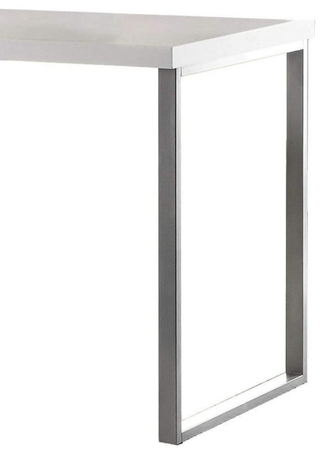 Modern Desk, Silver Frame With Rectangular Top & 3 Drawers ...