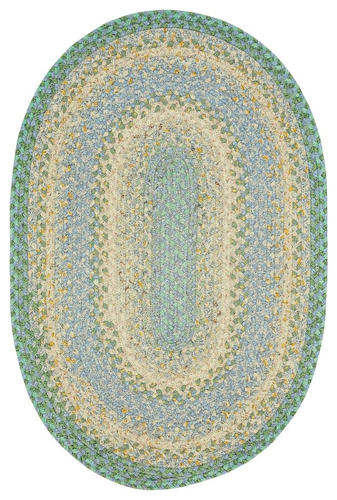 Homespice Decor Baja Blue Cotton Braided Rug (Oval), 8' x 10 ...