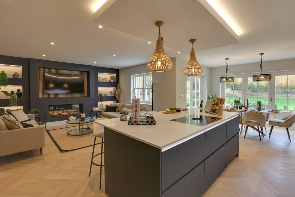 Contemporary Show Home Style Kitchen & Living in Hertfordshire ...