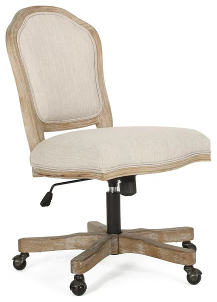 French Country Office Chair, Armless Padded Fabric Seat - French ...