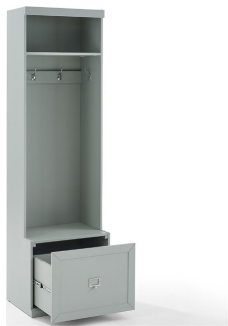 Bowery Hill Modern Wood Hall Tree with Drawer in Gray/Chrome ...