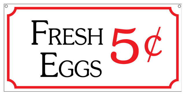 Fresh Eggs, Aluminum Retro Farm House Grocery Man Cave Bar Sign, 6"x12 ...