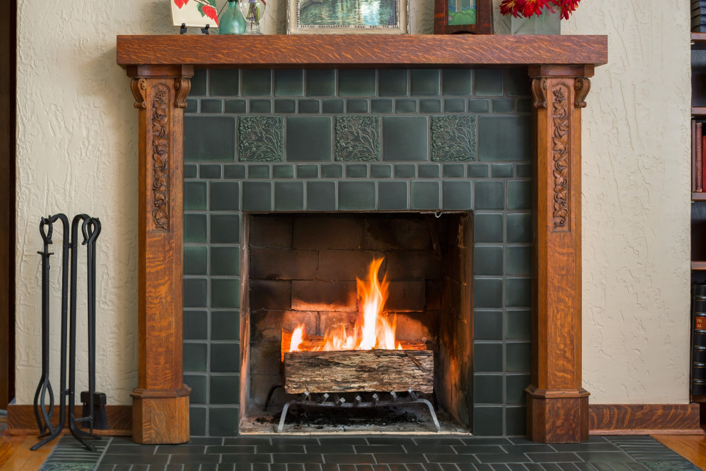 Arts and Crafts Fireplace - Craftsman - Living Room - Detroit - by ...
